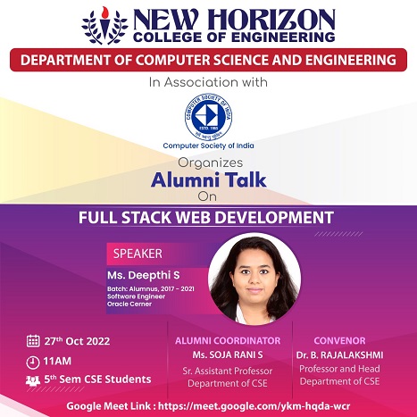 Alumni Talk On -“FULL STACK WEB DEVELOPMENT” - Computer Science Engineering